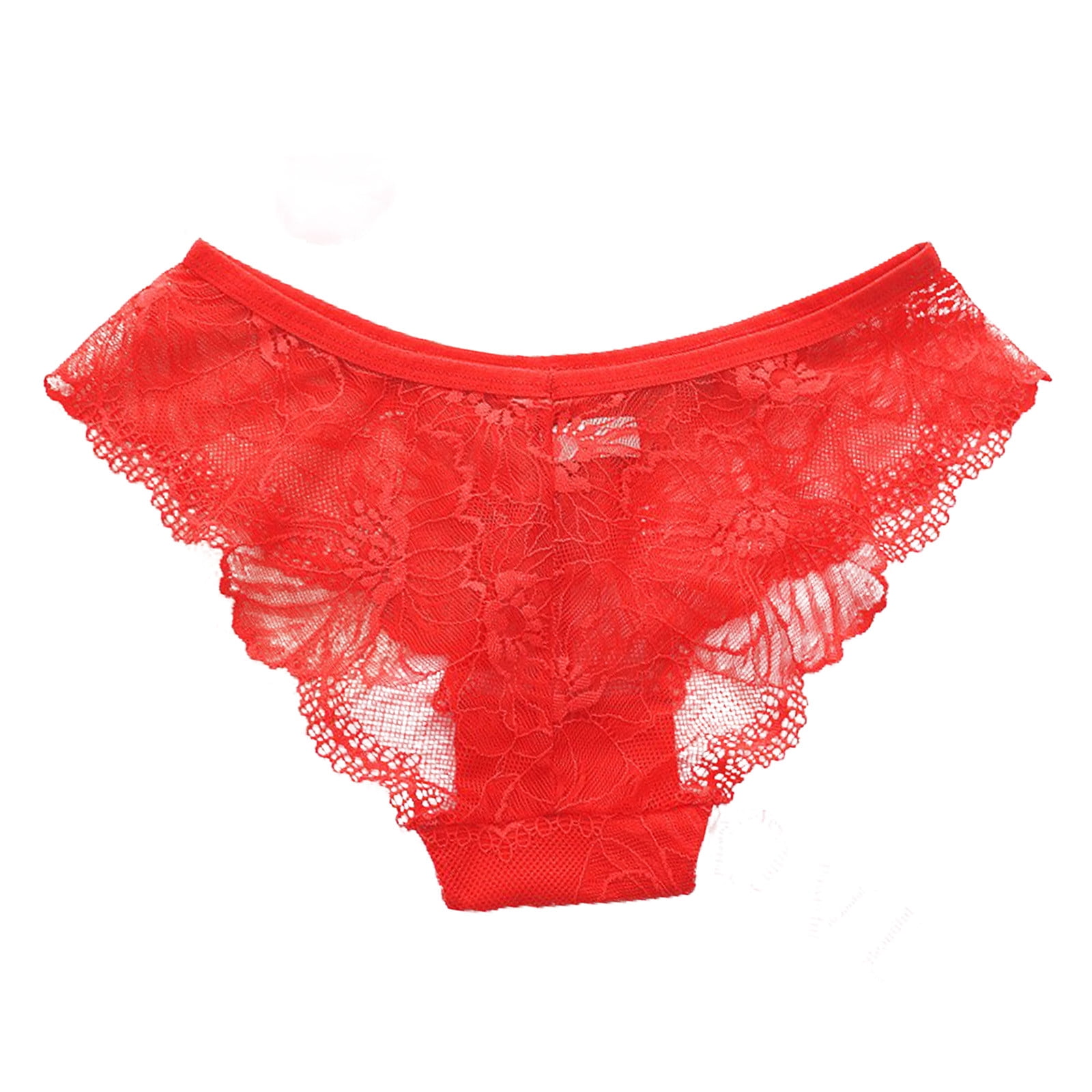 Ladies Breathable Lace Panties Low Waist Sheer Panties Cotton Seamless
