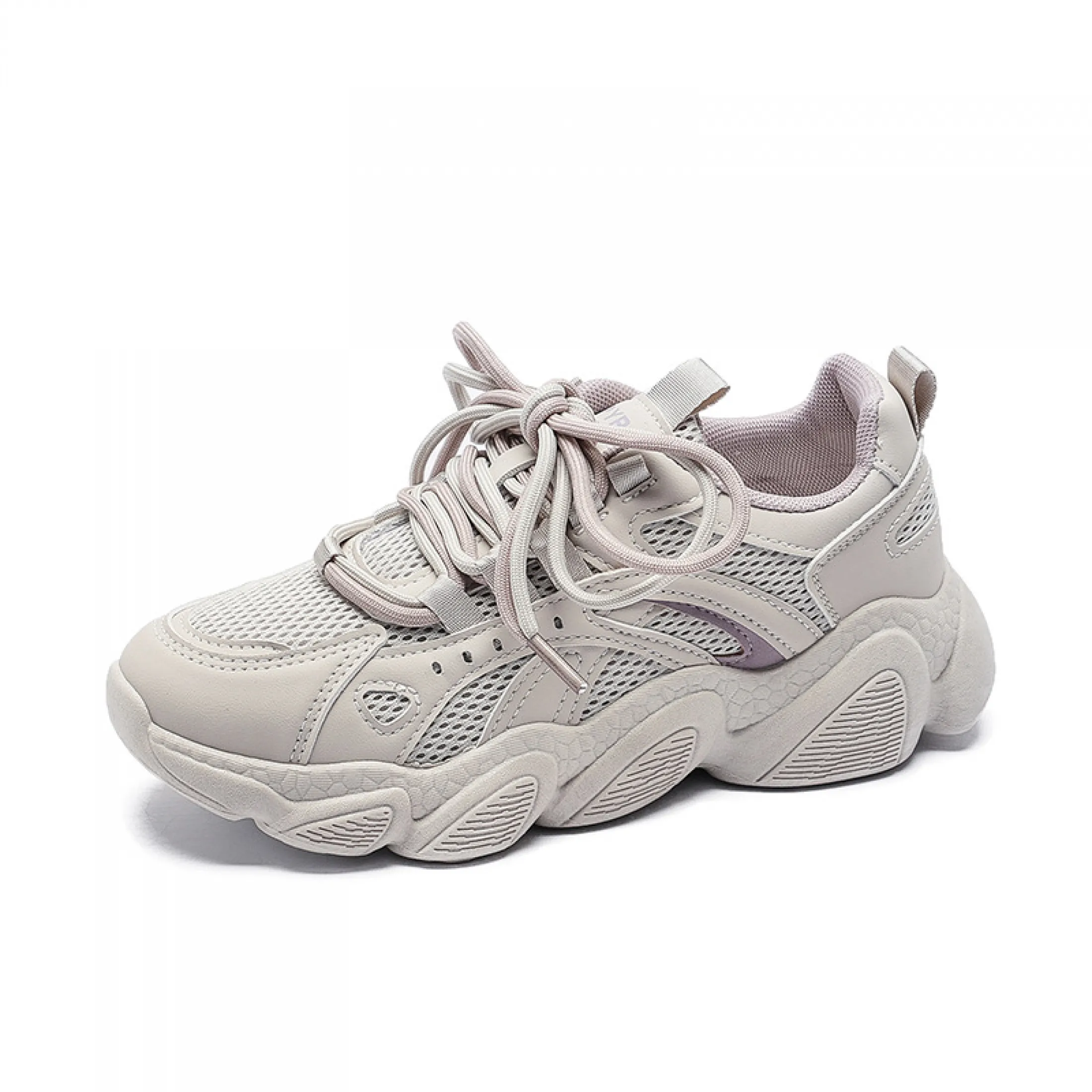 Ladies Breathable Mesh Panel PU Dad Shoes, Thick Sole Elevated Fashion ...