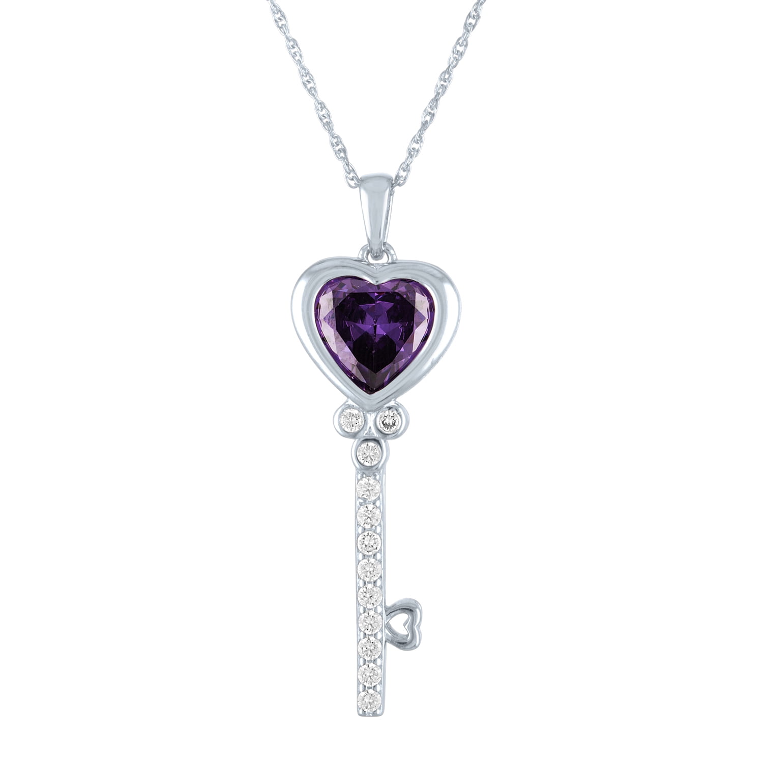 Ladies Brilliance Fine Jewelry Simulated Amethyst and CZ Sterling ...