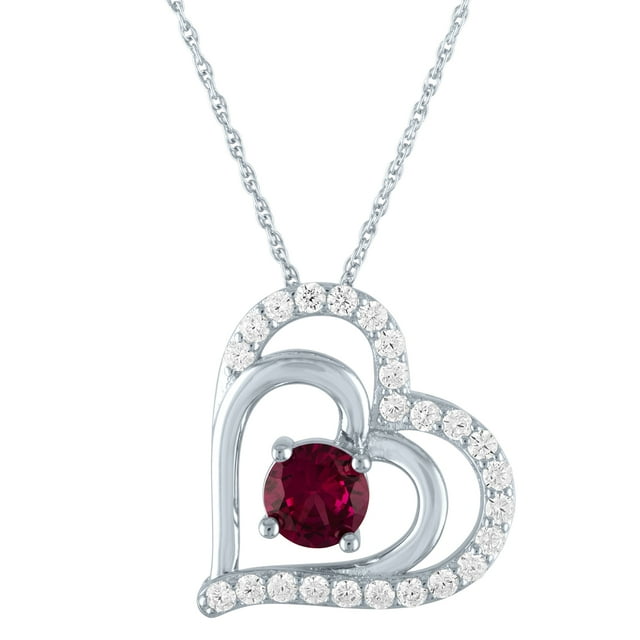 Ladies Brilliance Fine Jewelry Simulated Ruby and CZ Sterling Silver ...
