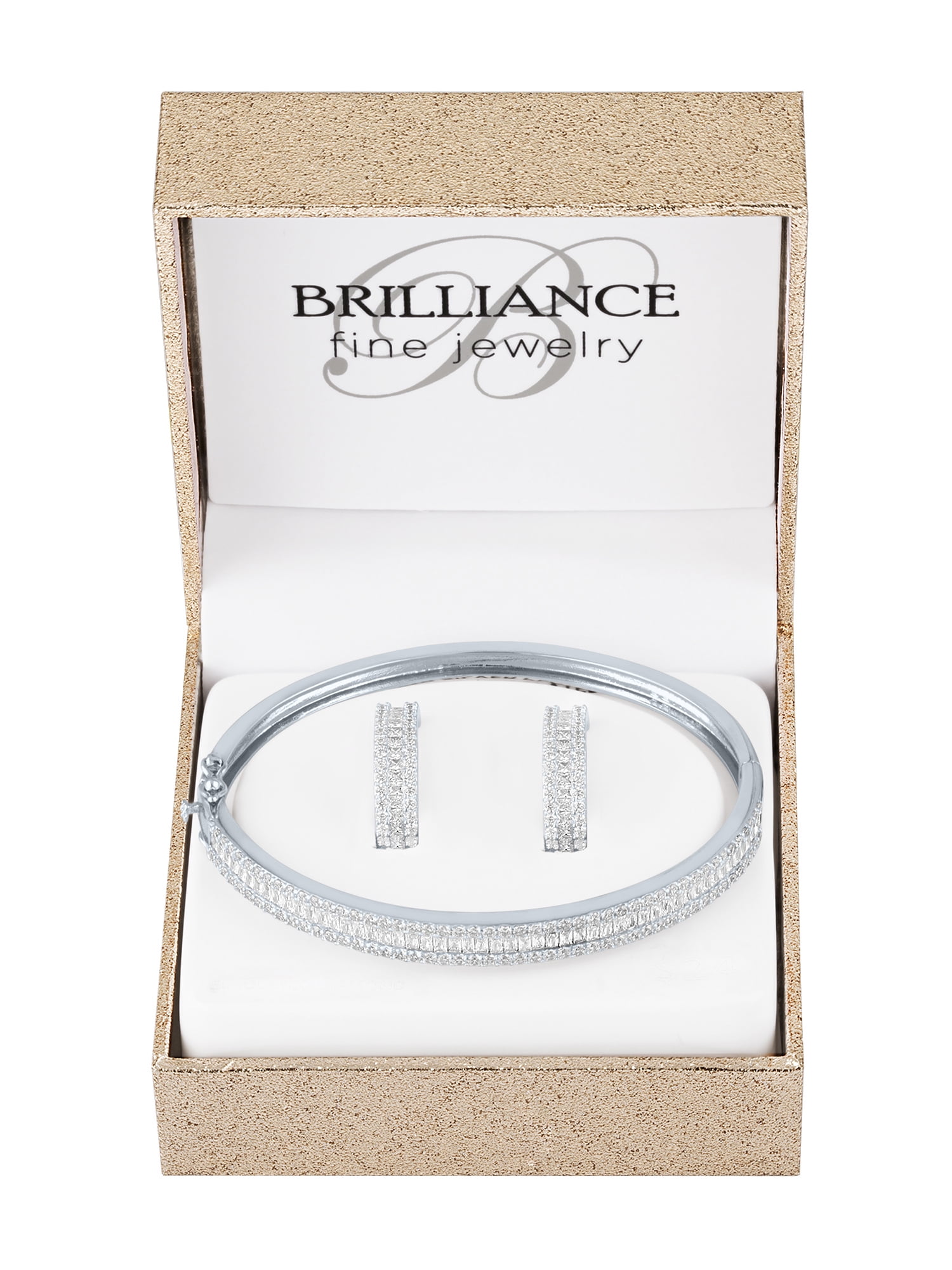 Ladies Brilliance Fine Jewelry Sterling Silver Plated Simulated Diamond ...