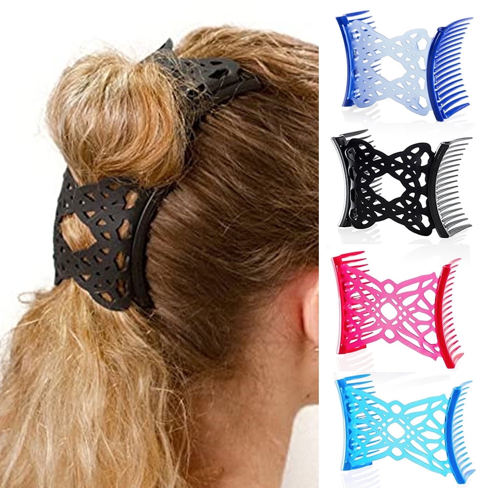 Ladies Butterfly Stretchy Double Comb Hair Clip, Elastic Silicone Hair ...