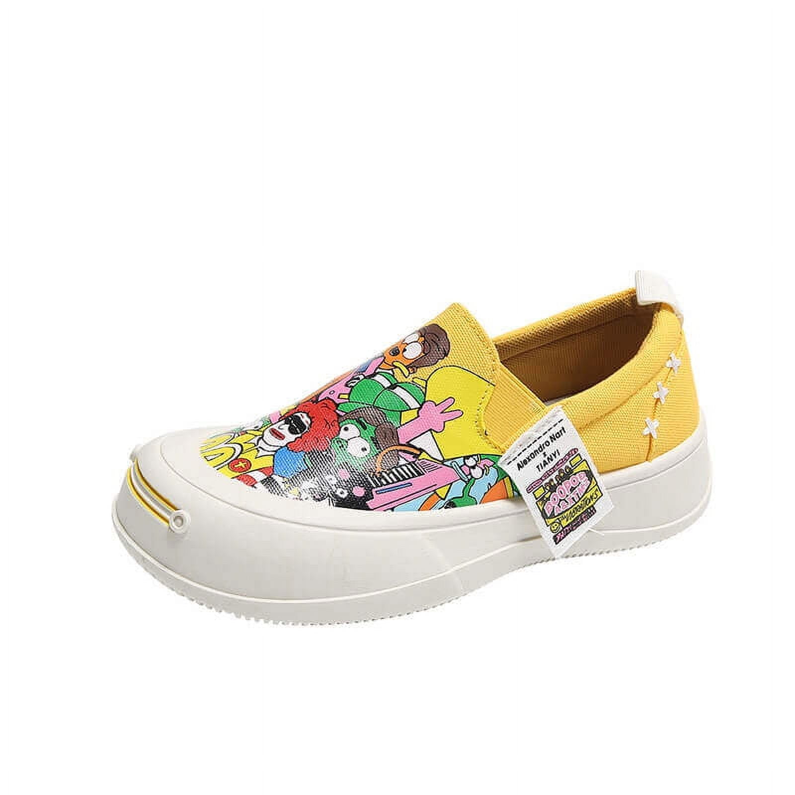 Ladies Cartoon Graffiti Canvas Shoes Loafers - Walmart.com