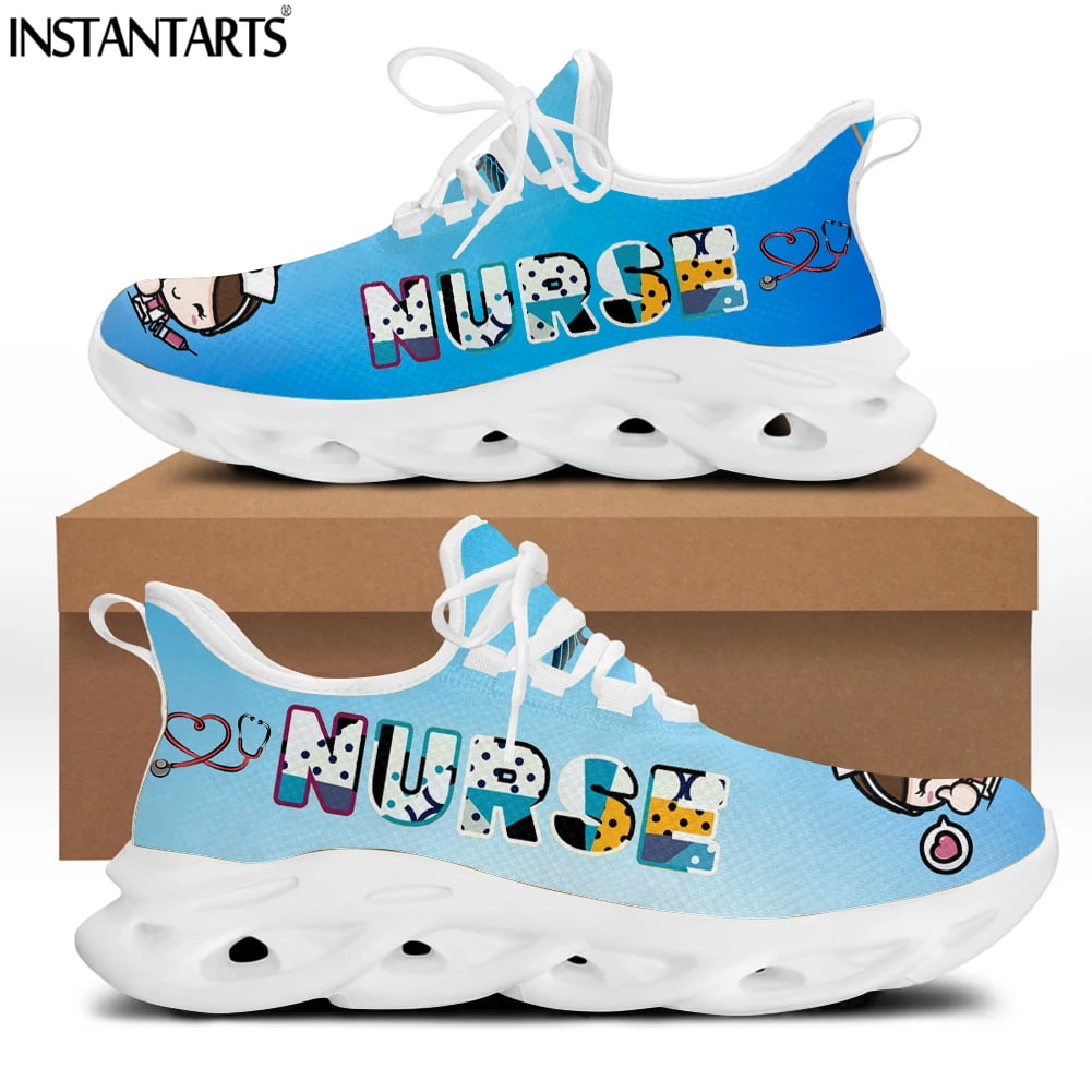 Ladies Casual Nurse Mesh Swing Sneakers Lightweight Lace up Platform ...