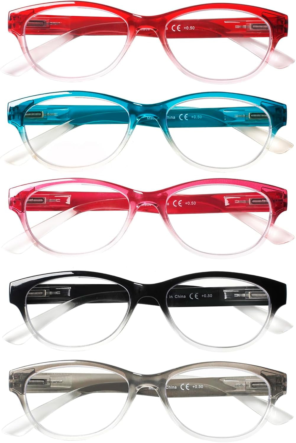 Ladies Cat Eye Reading Glasses 5 Pairs Blue Light Blocking Spring Hinge ...