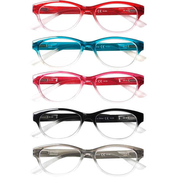 Ladies Cat Eye Reading Glasses 5 Pairs Blue Light Blocking Spring Hinge ...
