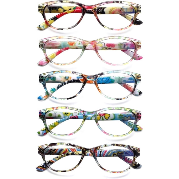 Ladies Cat Eye Reading Glasses 5 Pairs Blue Light Blocking Spring Hinge ...