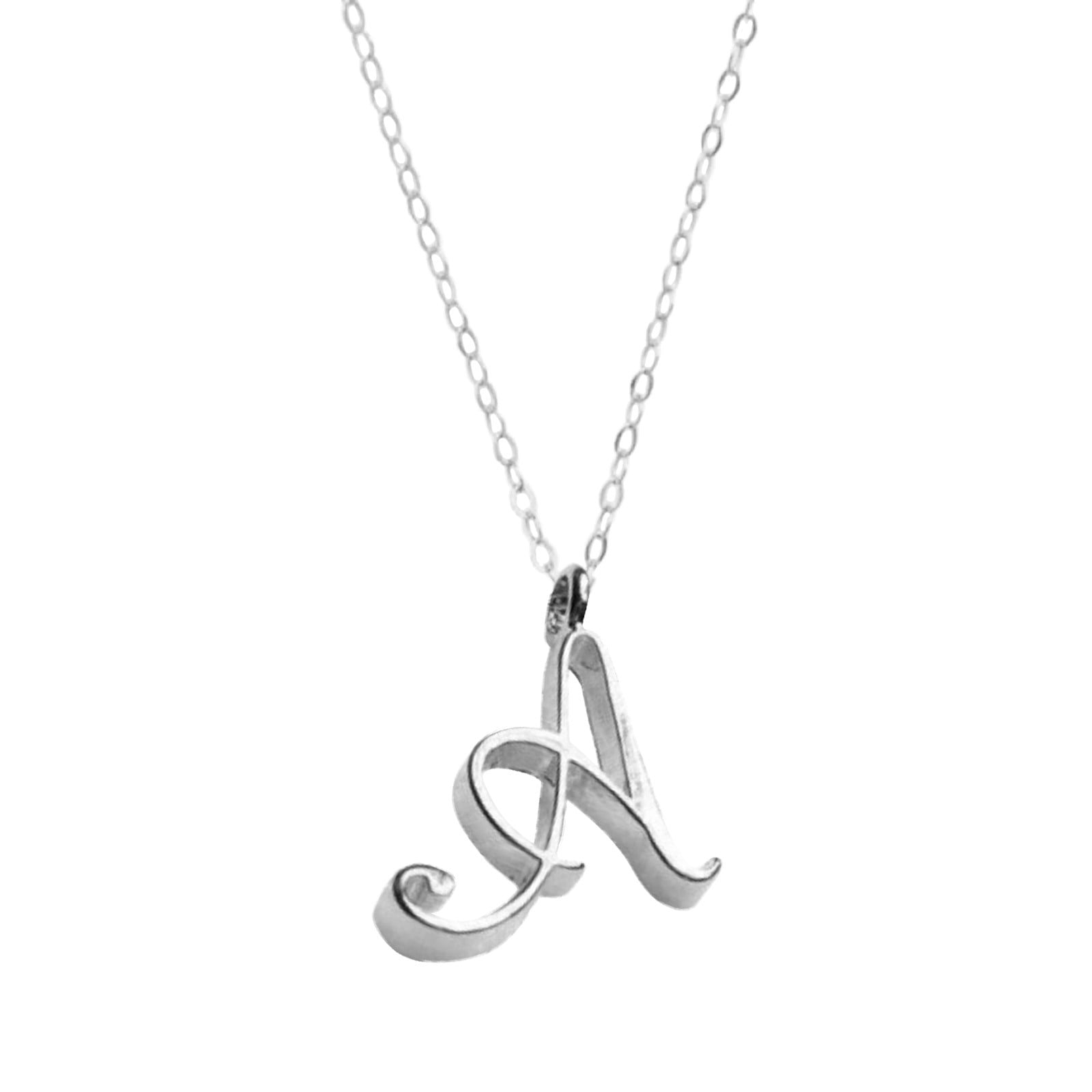 Ladies Classic Silver 26 English Letter Initials Clavicle Chain Pendant ...
