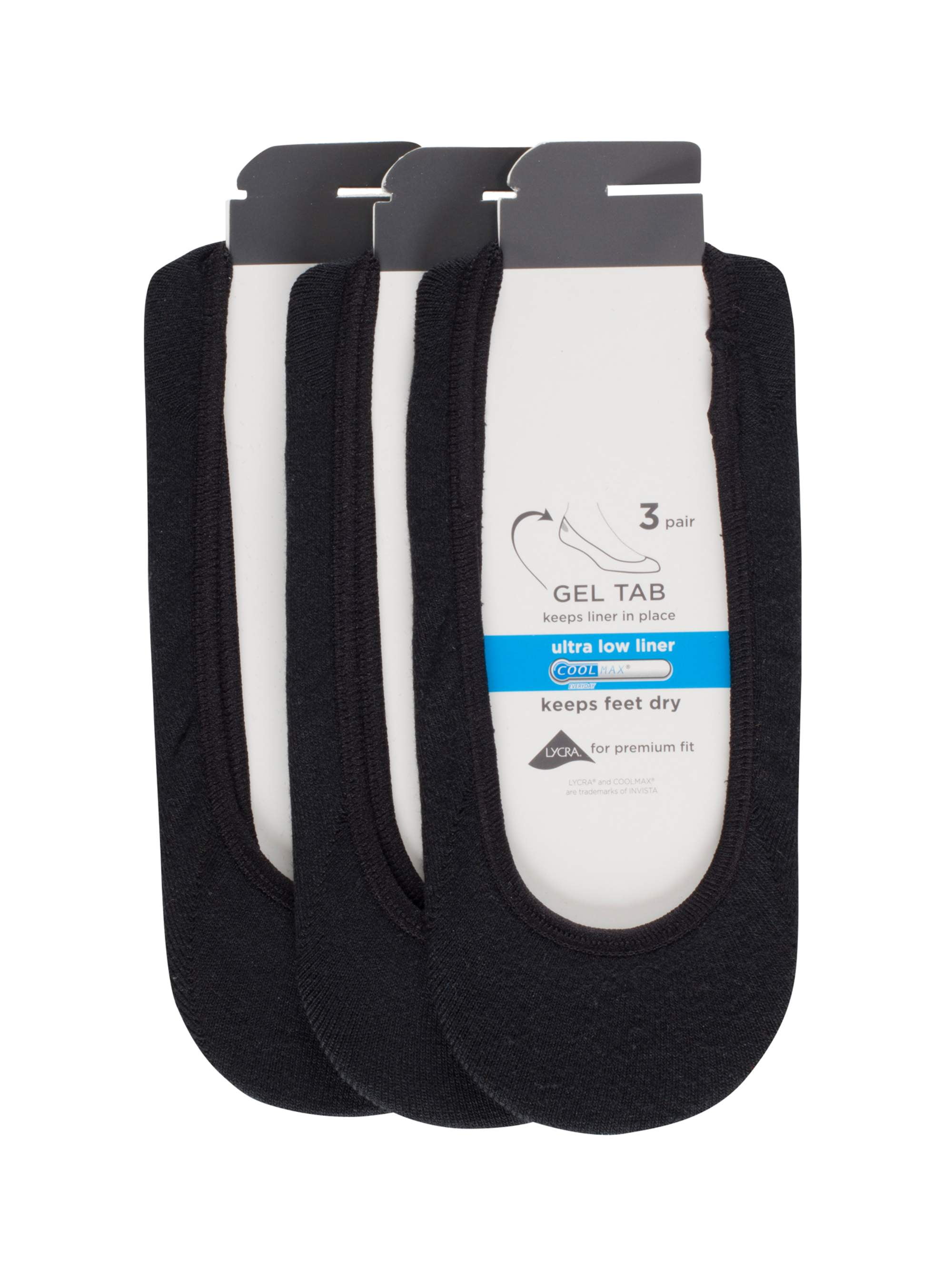Ladies Coolmax Liner With Gel Tab, 3 Pairs - Walmart.com