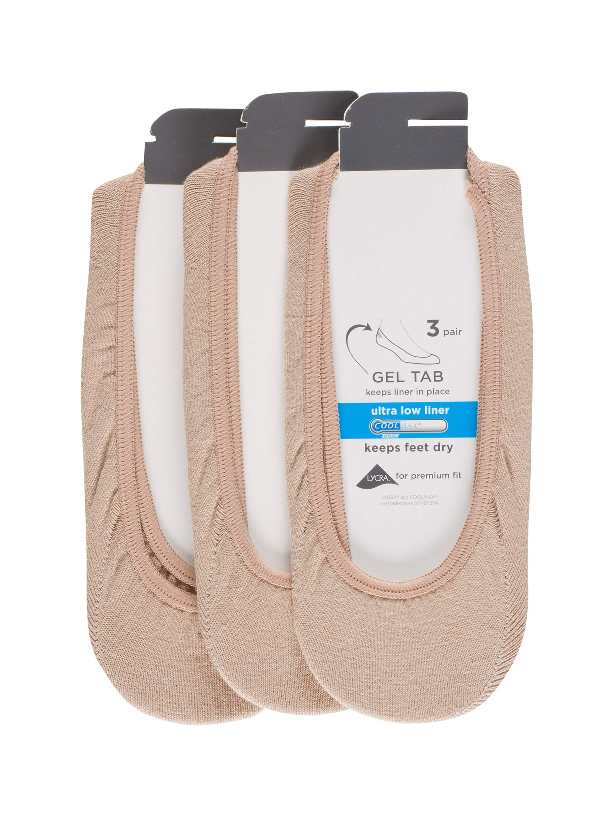 Ladies Coolmax Liner With Gel Tab, 3 Pairs - Walmart.com