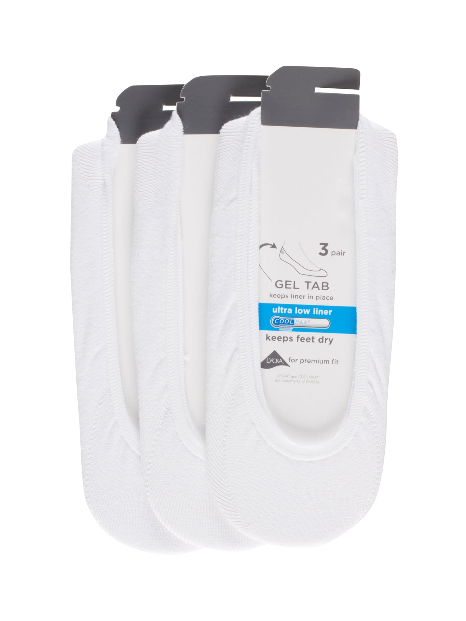 Ladies Coolmax Liner With Gel Tab, 3 Pairs - Walmart.com