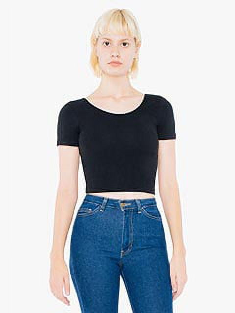 American Apparel Women's Crop Top Solid Black Cotton with Elastane ...