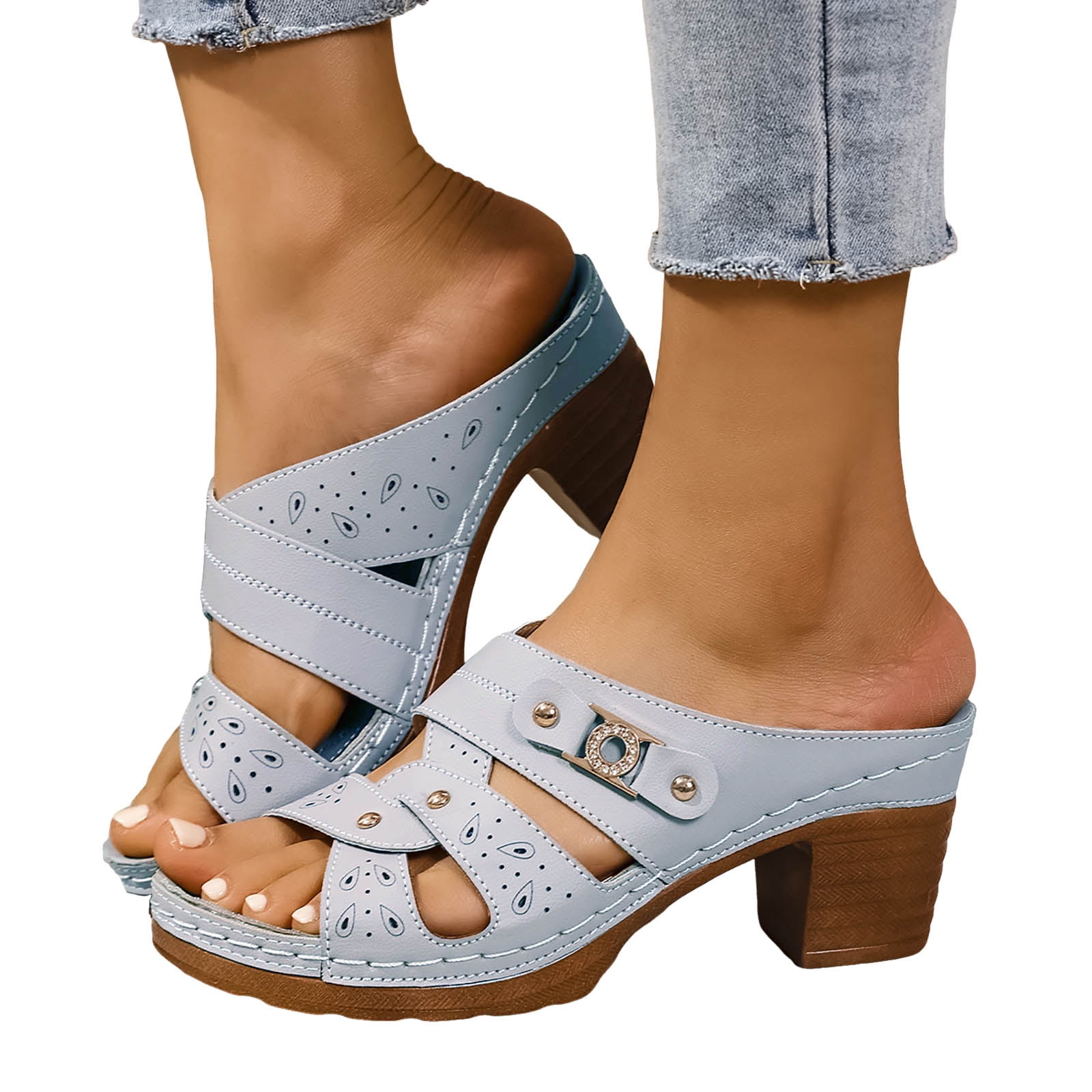 Ladies Dress Slides Sandals for Women 2025 Fashion Casual Leather Peep ...