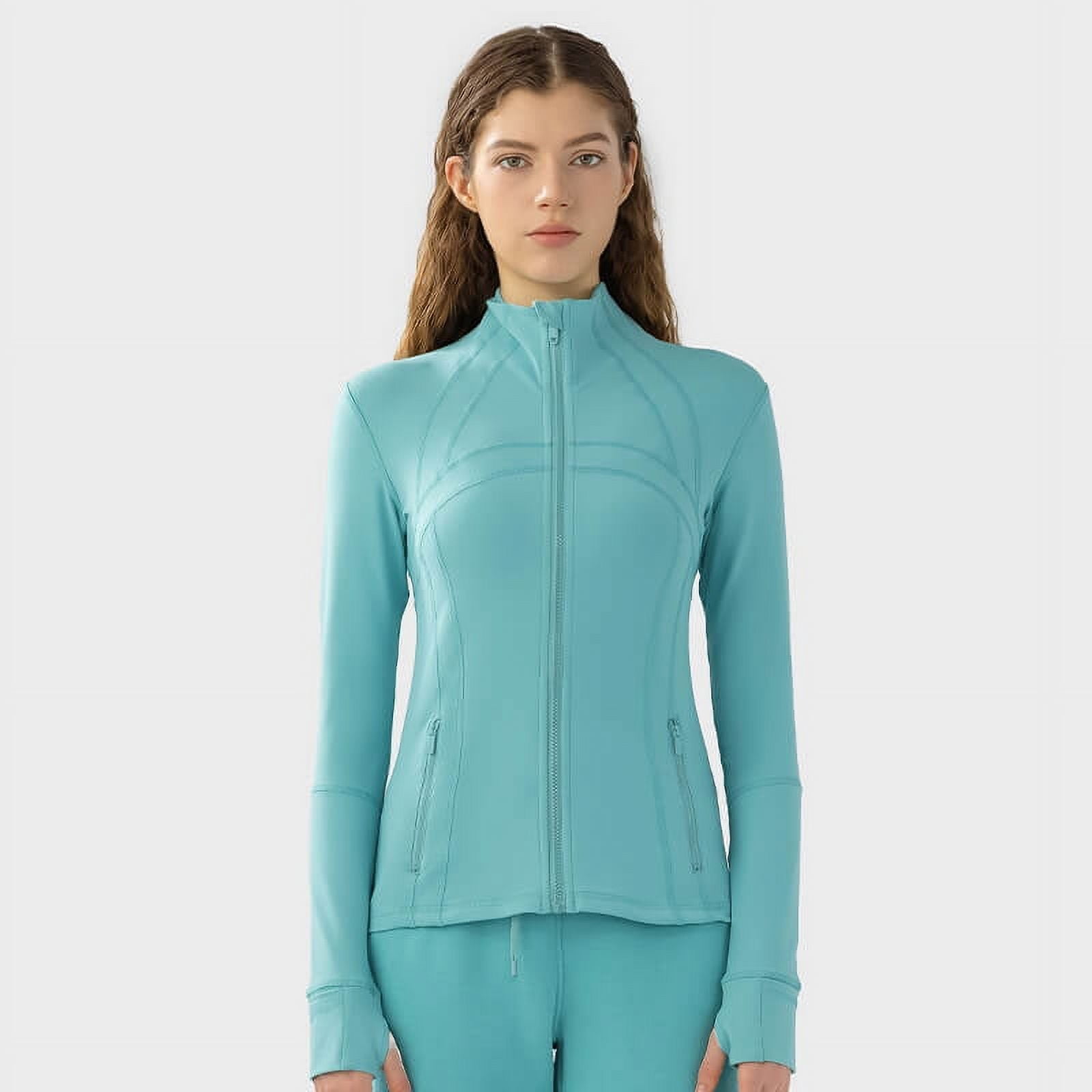Ladies Elastic Zipper Running Yoga Sports Jacket - Walmart.com