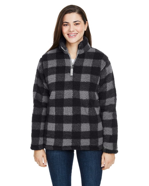 Ladies' Epic Sherpa 1/4 Zip - BLK/ CHAR BUFLO - XL - Walmart.com