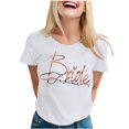 Ladies Fashion Casual Letter Printed Round Neck Short Sleeve T Shirt ...