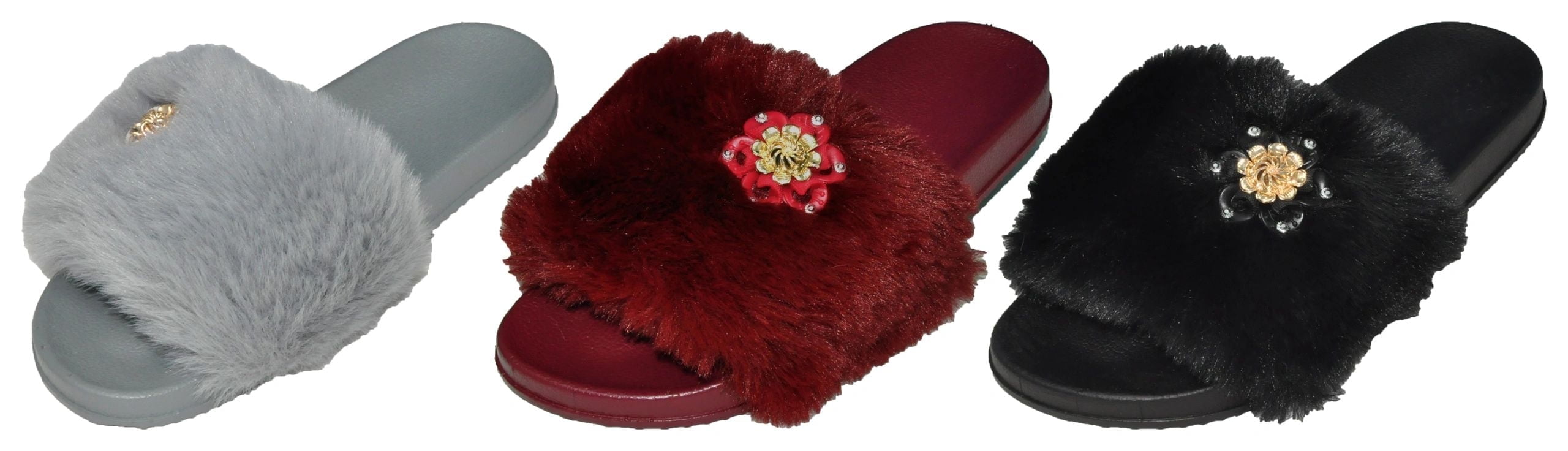 (Ladies) Fashion Furry slide, for every day use 30 pairs in a case ...