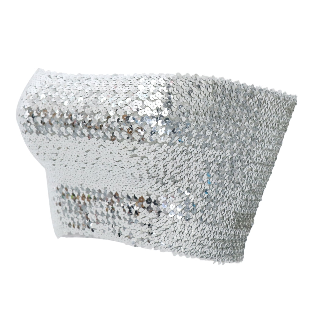 Ladies Fashion Sparkling Sequins Tube Top Stretchy Chest Wrap Party ...