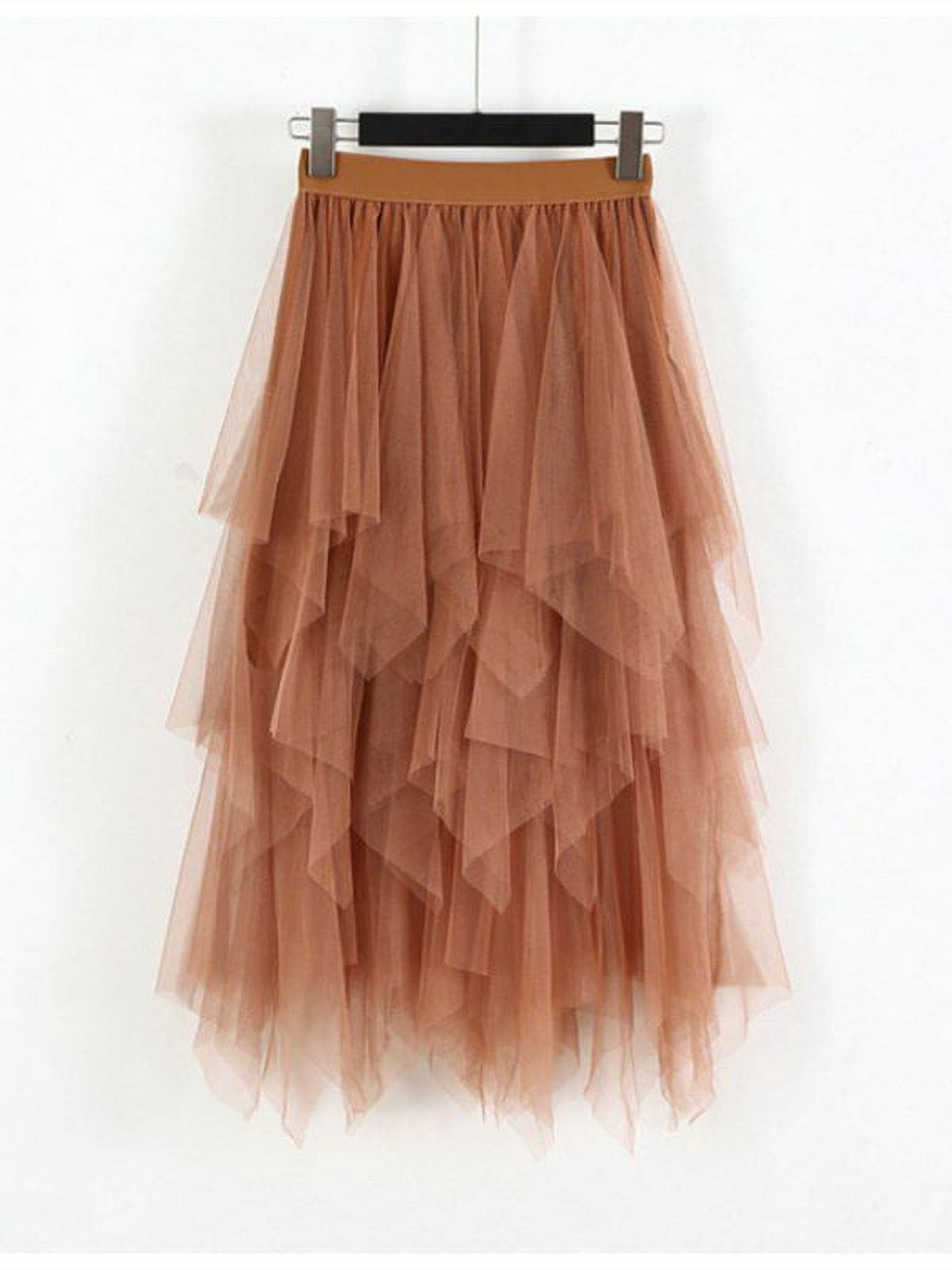 Ladies Fashion Tulle Skirt Elastic High Waist Long Tutu Skirt Women ...