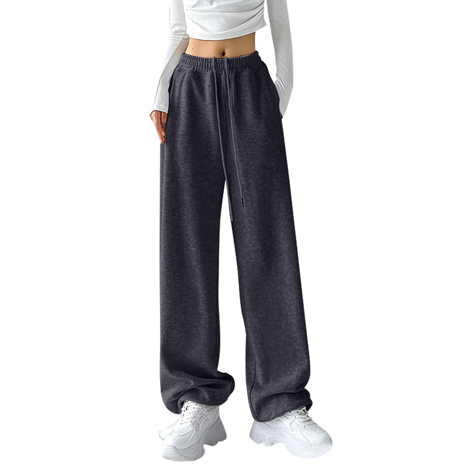 Ladies' Fashionable High Waisted Wide Leg Casual Straight Leg ...