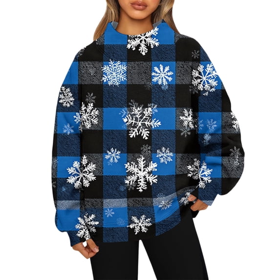 Ladies' Fashionable Printed Long Sleeved High Neck Sweatshirt Top with ...