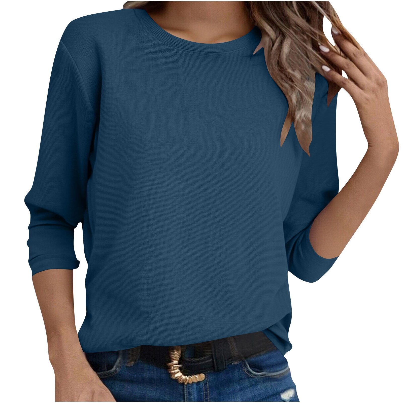 Ladies' Fashionable Round Neck Long Sleeve Top 2025 Trendy Sleek ...