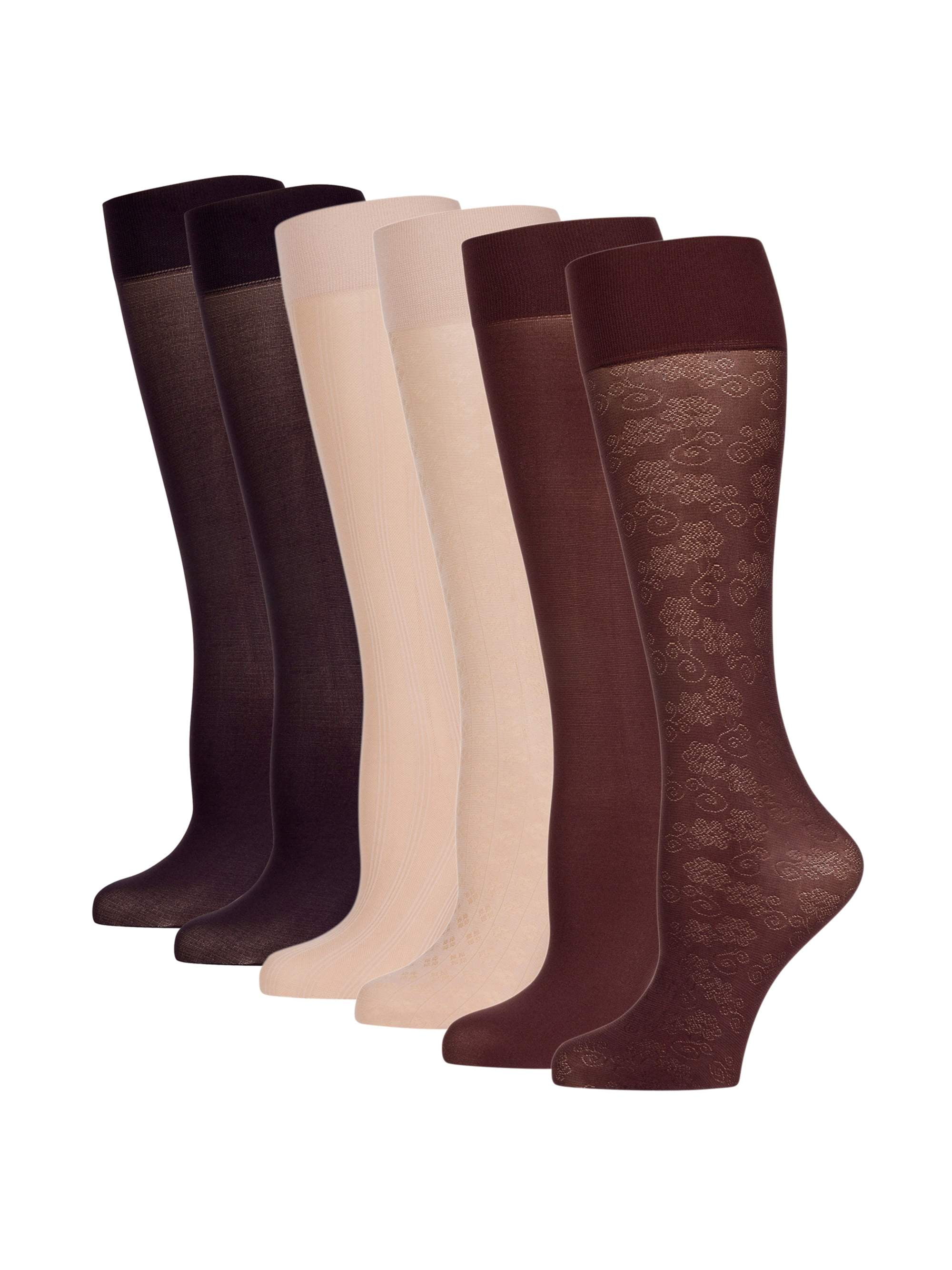 Ladies Flowers And Curls Trouser Socks, 6 Pairs - Walmart.com