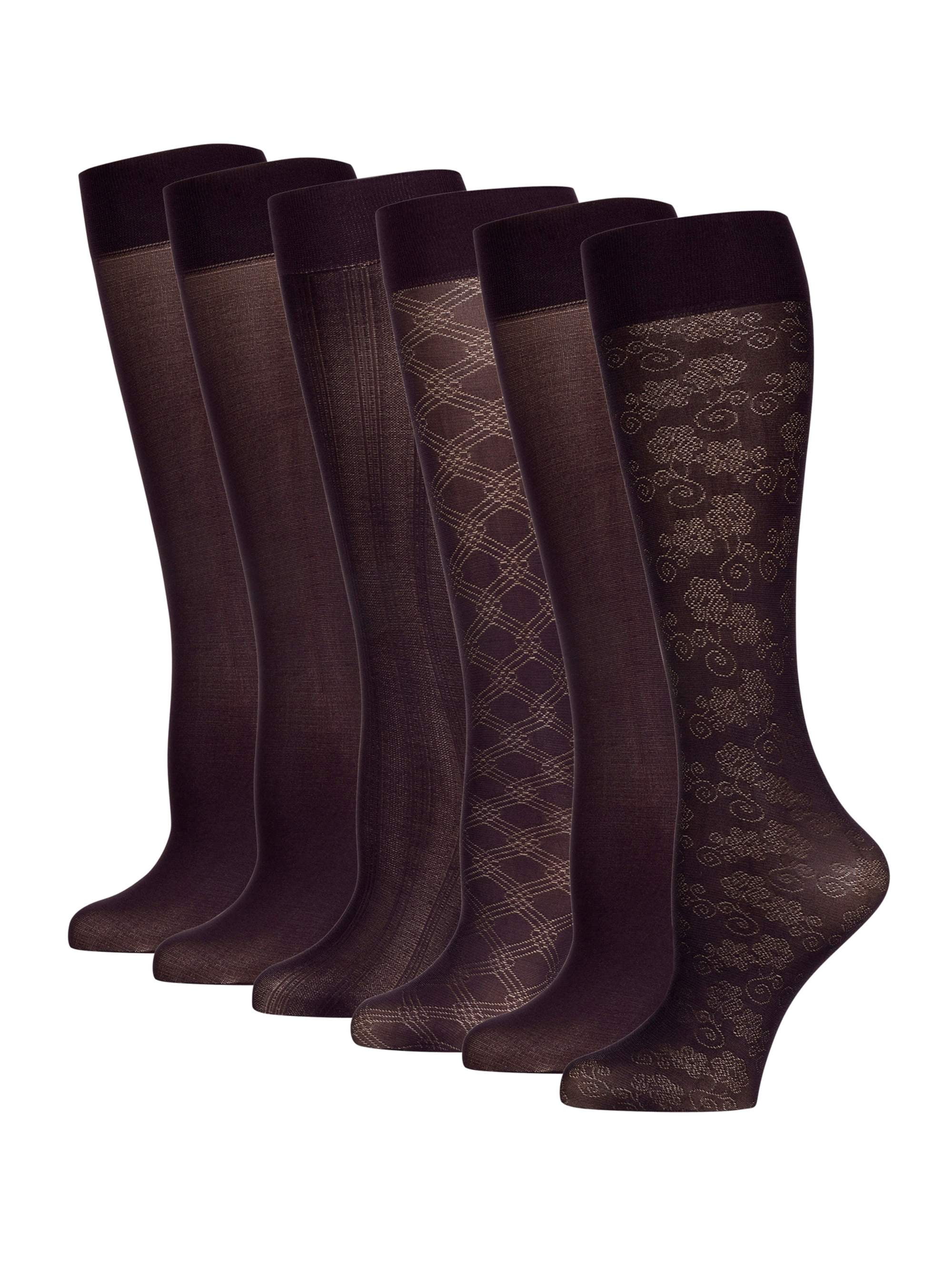Ladies Flowers And Curls Trouser Socks, 6 Pairs - Walmart.com