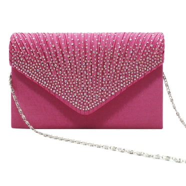 Evening Clutch Bag Shine Bright Metallic PU Crossbody Pleated Bag for ...
