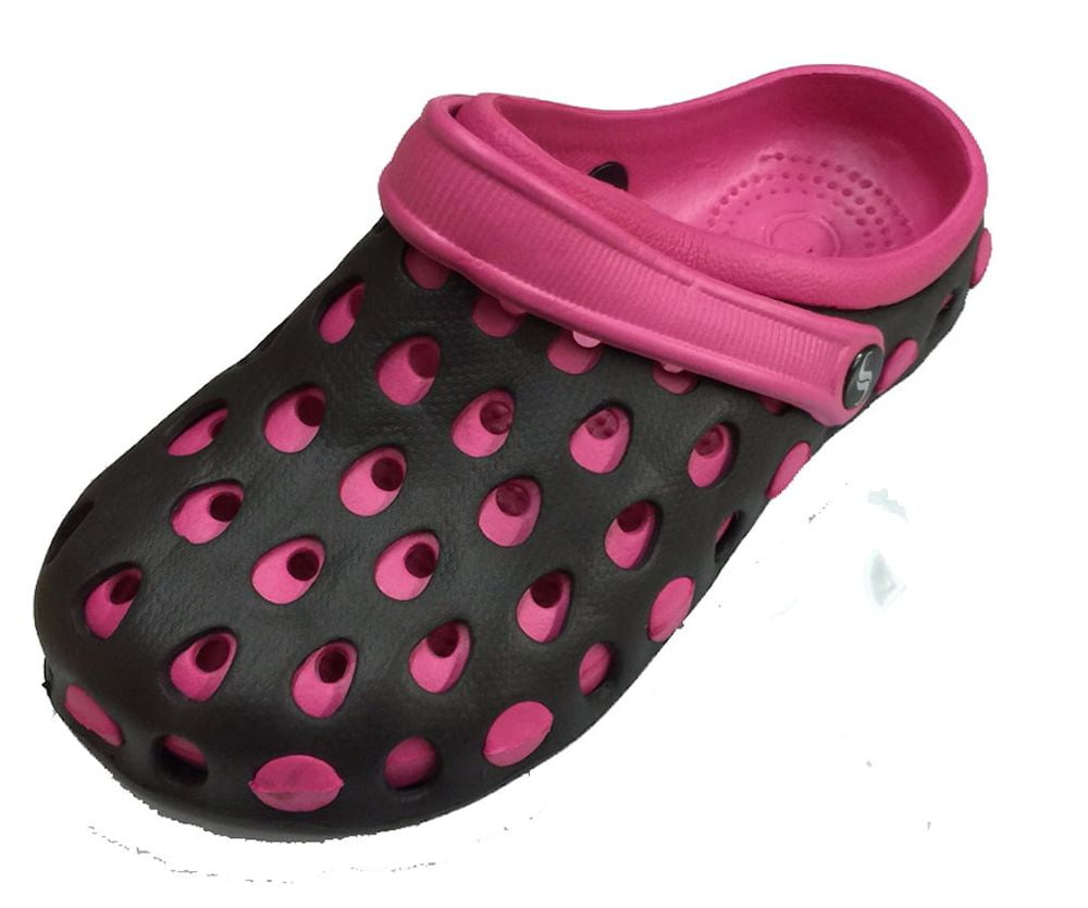 Shoe Shack Women's Waterproof Clogs, Slip-On Black & Pink, 5 - Walmart.com