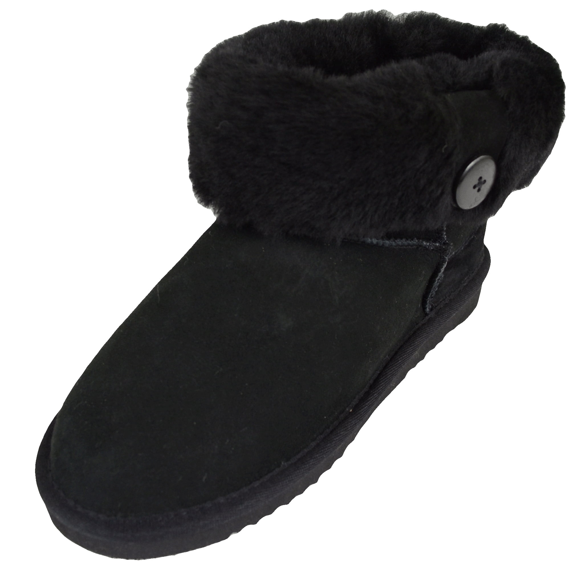 Ladies Genuine Sheepskin Lower Calf Roll Down Short Boot with Button ...