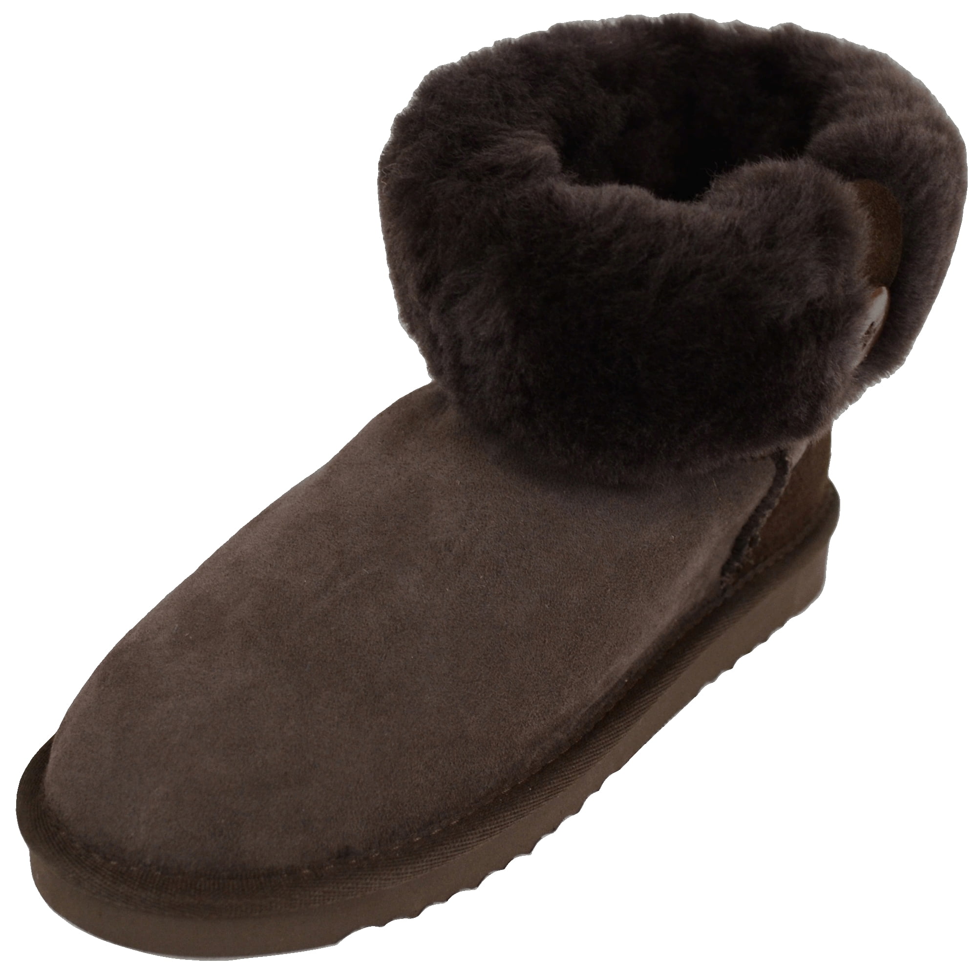 Ladies Genuine Sheepskin Lower Calf Roll Down Short Boot with Button ...