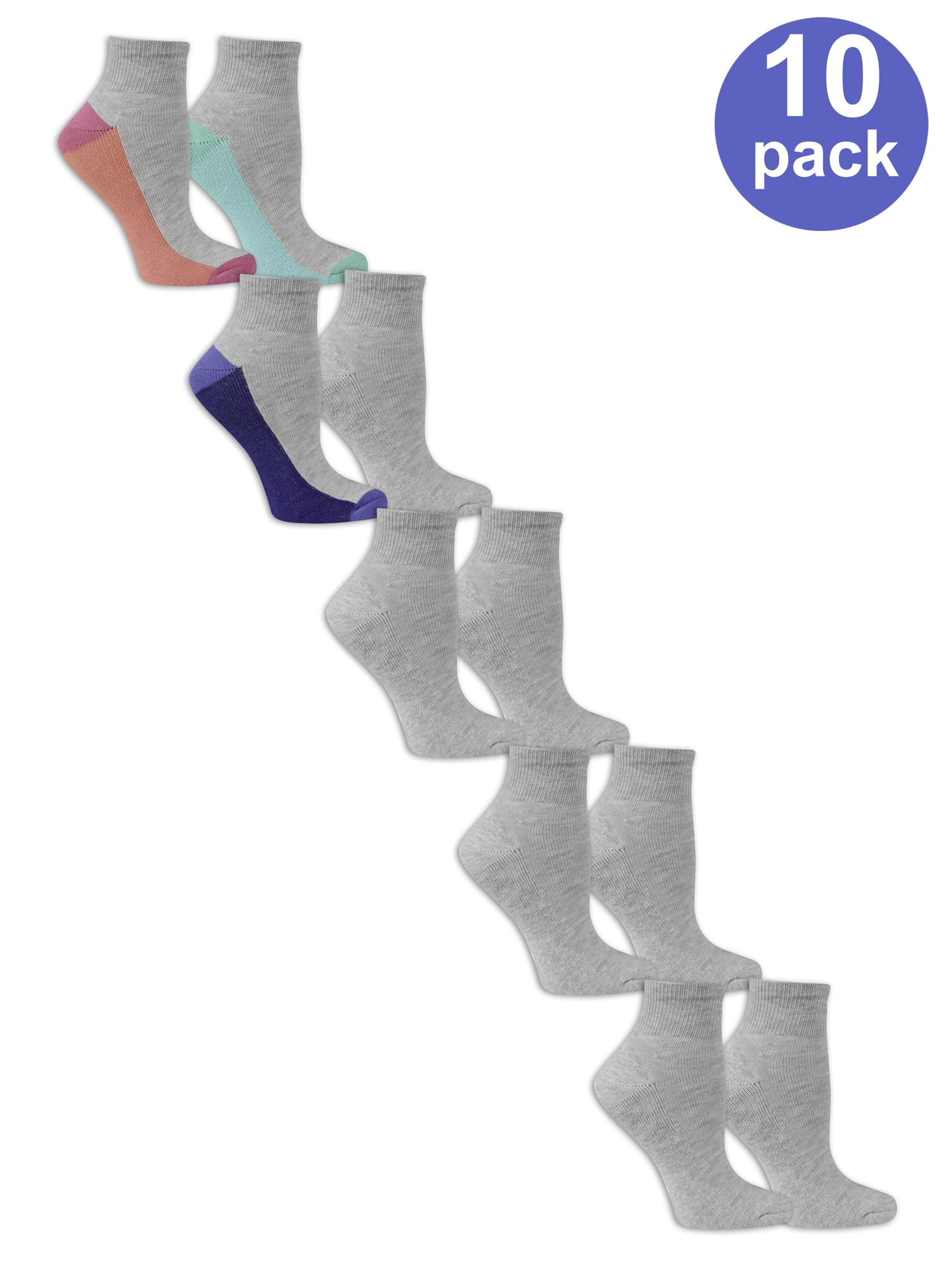 Ladies Half Cushion Ankle Socks, 10 pair - Walmart.com