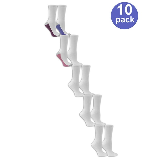Ladies Half Cushion Crew Socks, 10 Pair - Walmart.com