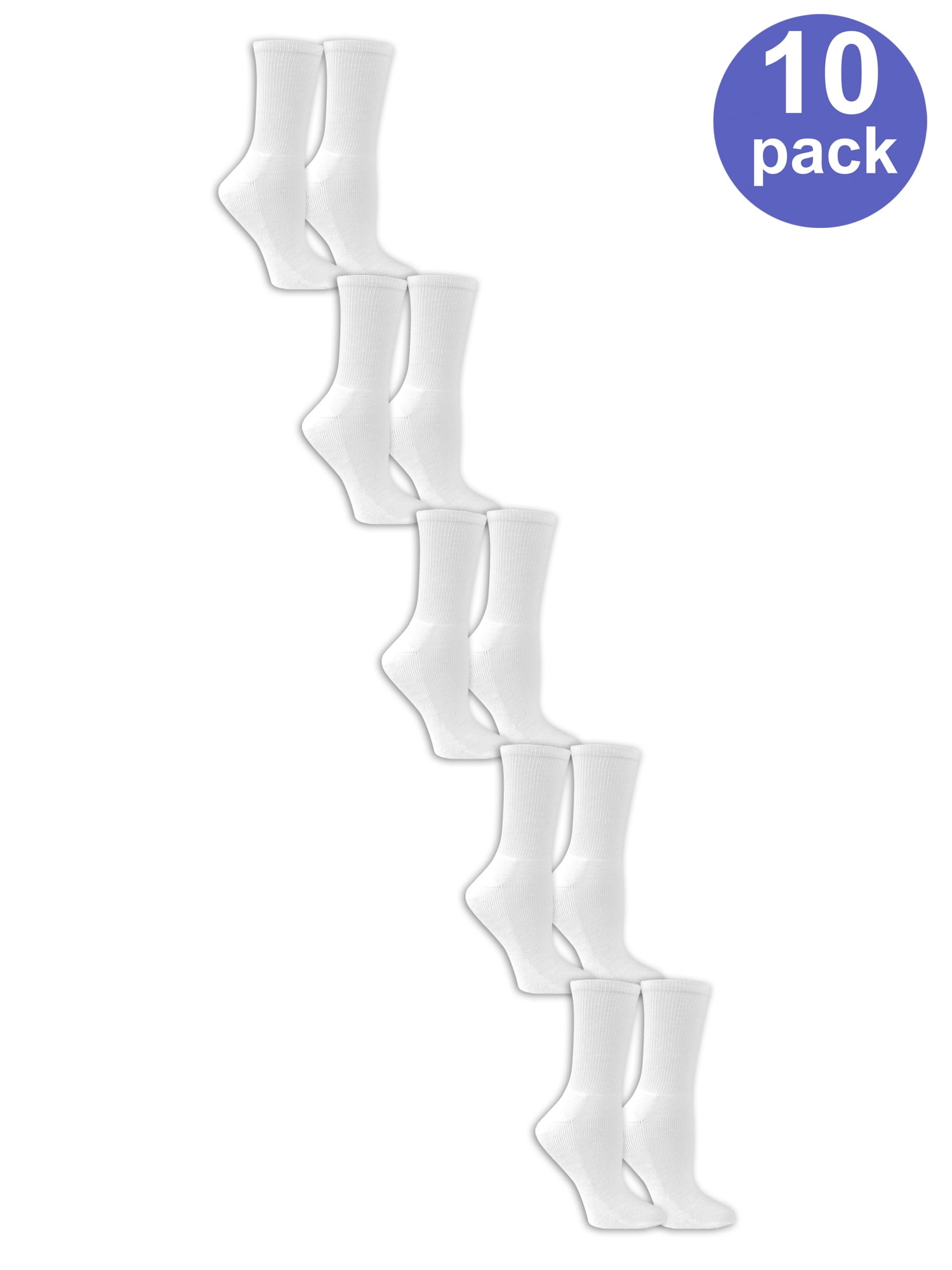 Ladies Half Cushion Crew Socks, 10 Pair - Walmart.com