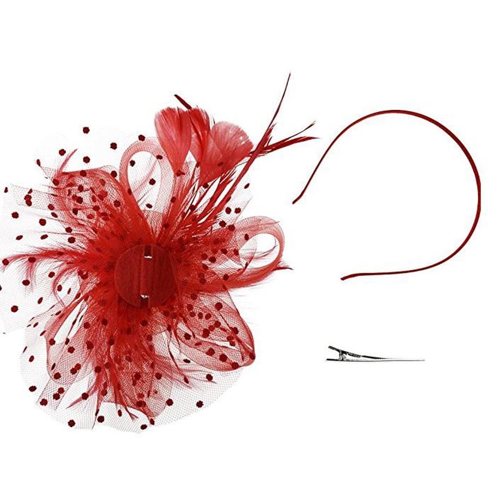 Ladies Hats for Tea Party! Comdrip Women Flower Mesh Ribbons Feathers ...