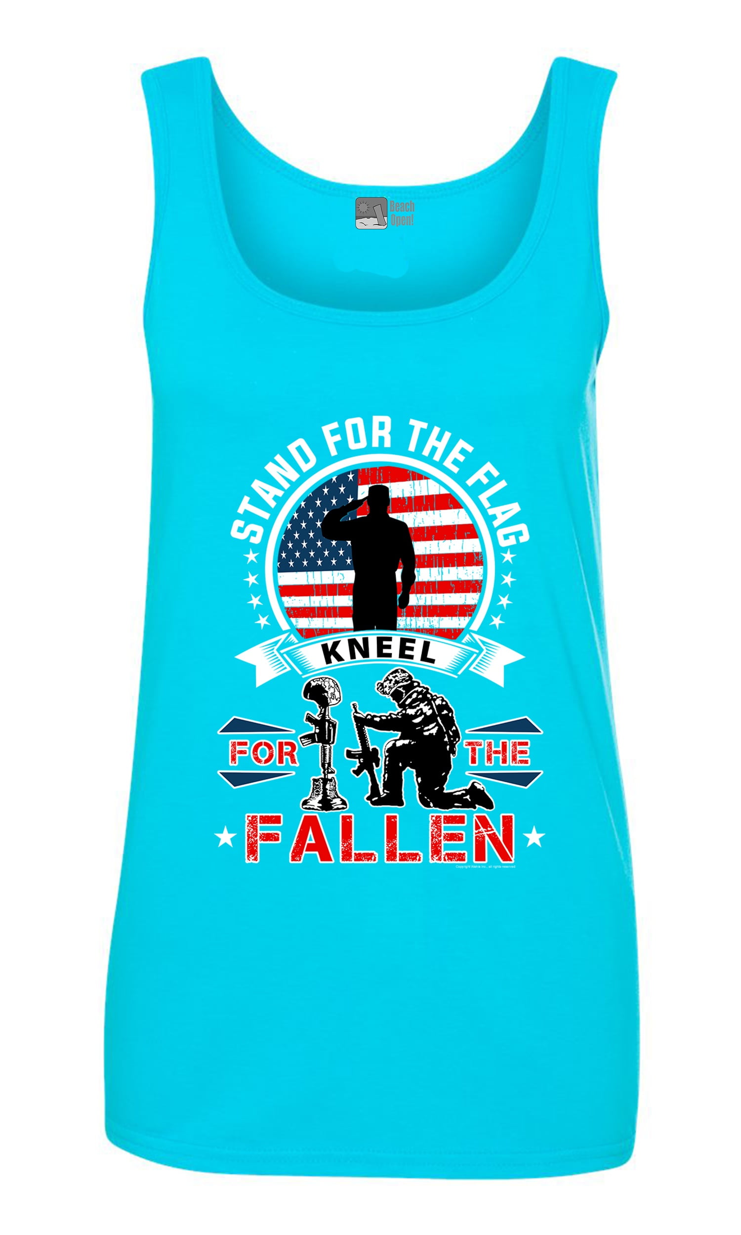 Ladies I Stand For The Flag Kneel For The Fallen Patriotic DT Tank Tops ...