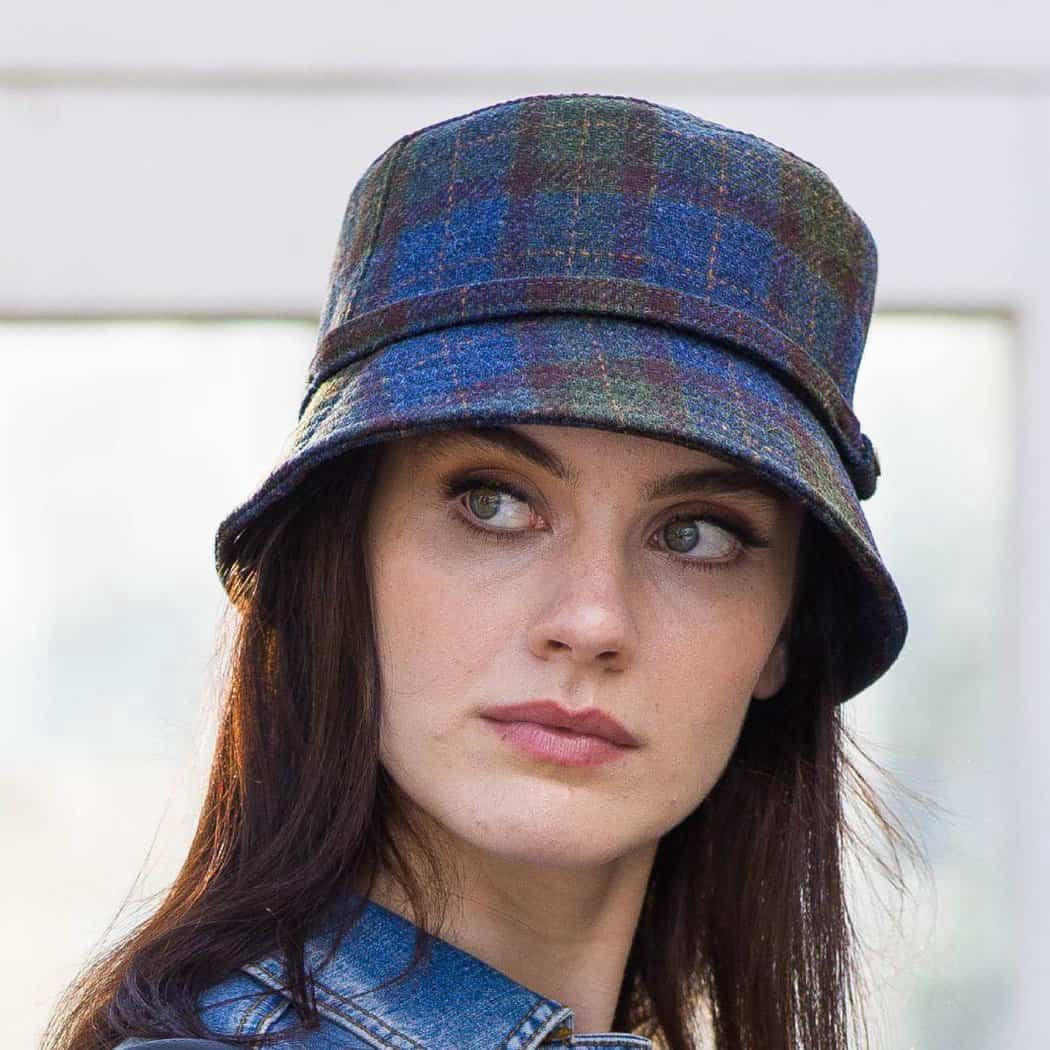 Mucros Weavers Ladies Irish Tweed Emily Hat in Green, Red and Blue ...