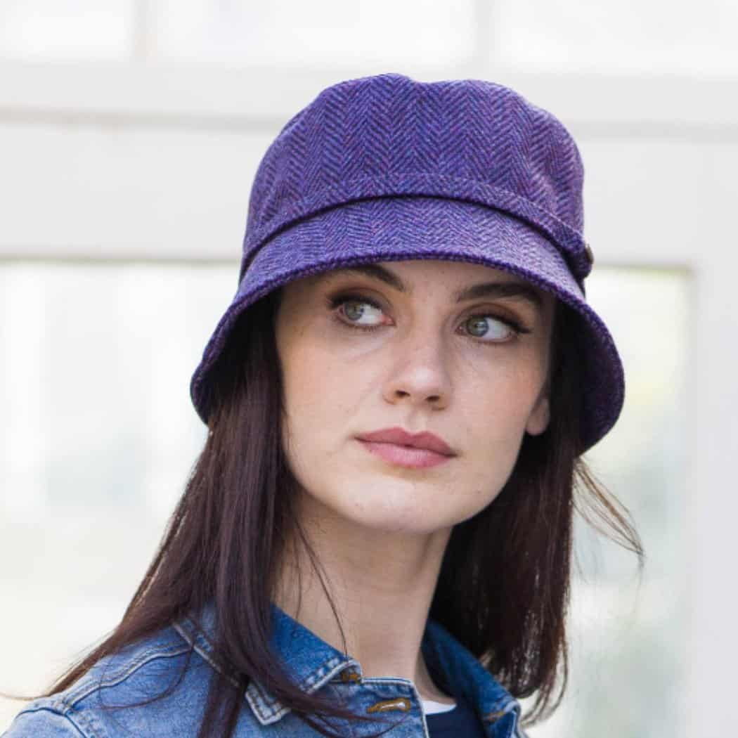 Ladies Irish Tweed Purple Herringbone Emily Hat Made By Mucros Weavers ...