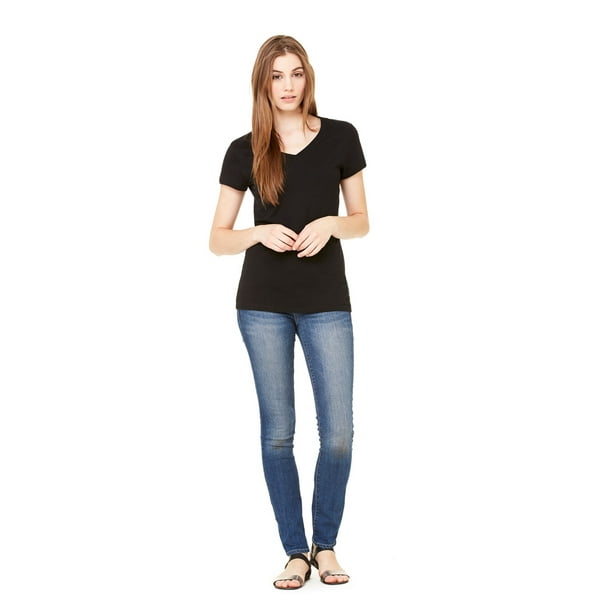 Ladies' Jersey Short-Sleeve V-Neck T-Shirt - Walmart.com