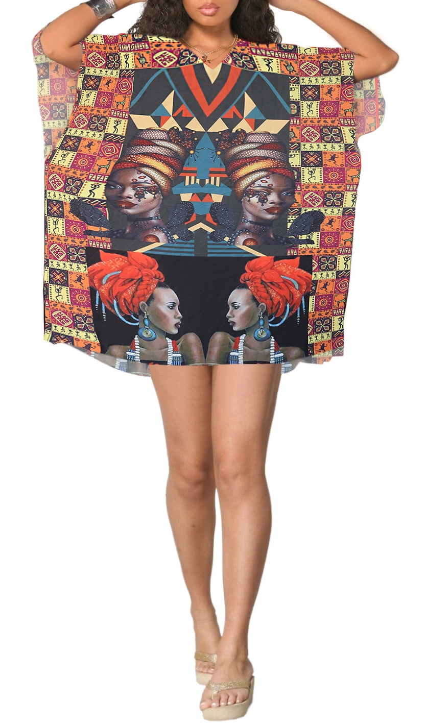 Ladies Kaftans Kimono Short Style Dresses Long Printed Caftan Beach ...