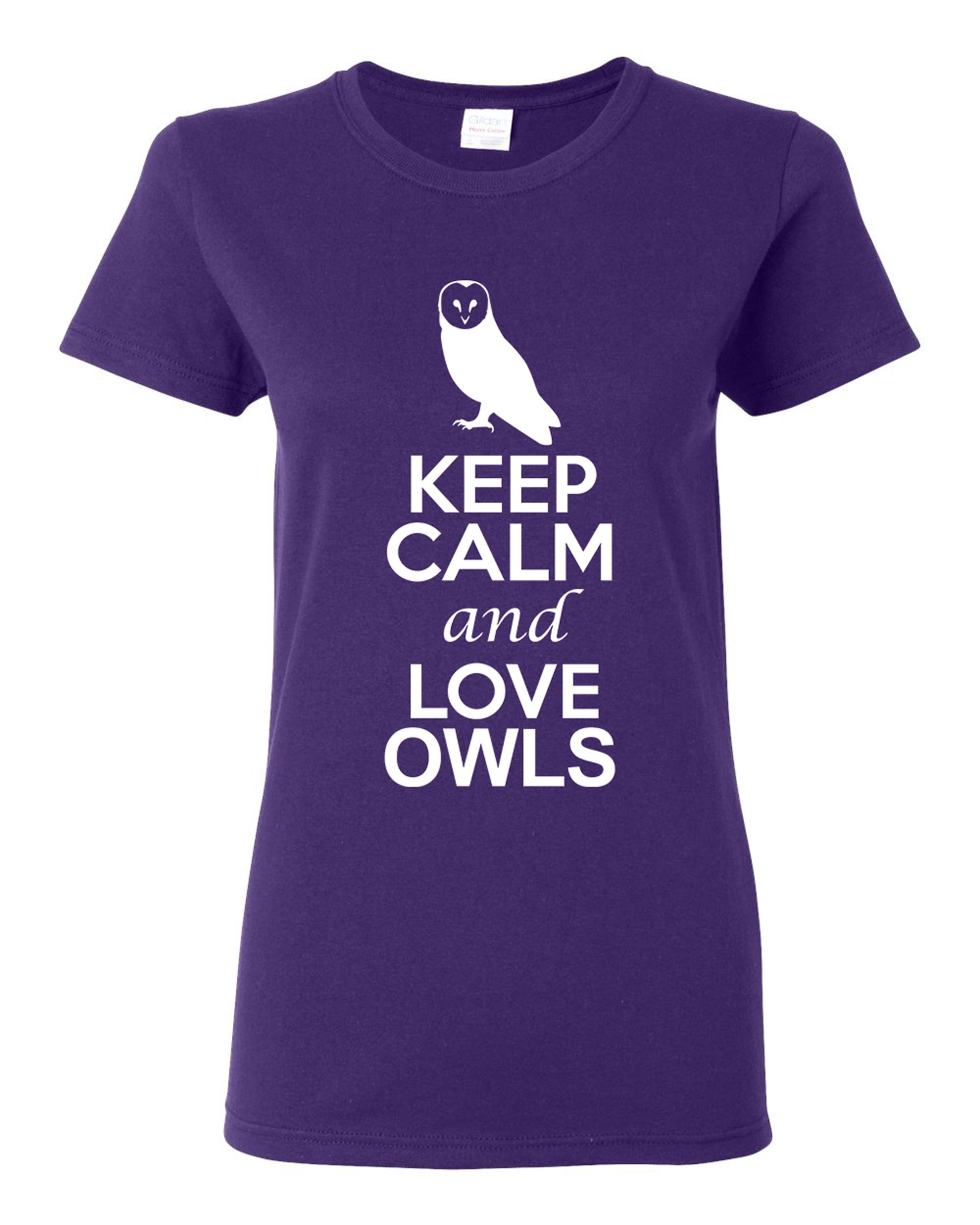 Ladies Keep Calm And Love Owls Animal Bird Lover DT T-Shirt Tee ...