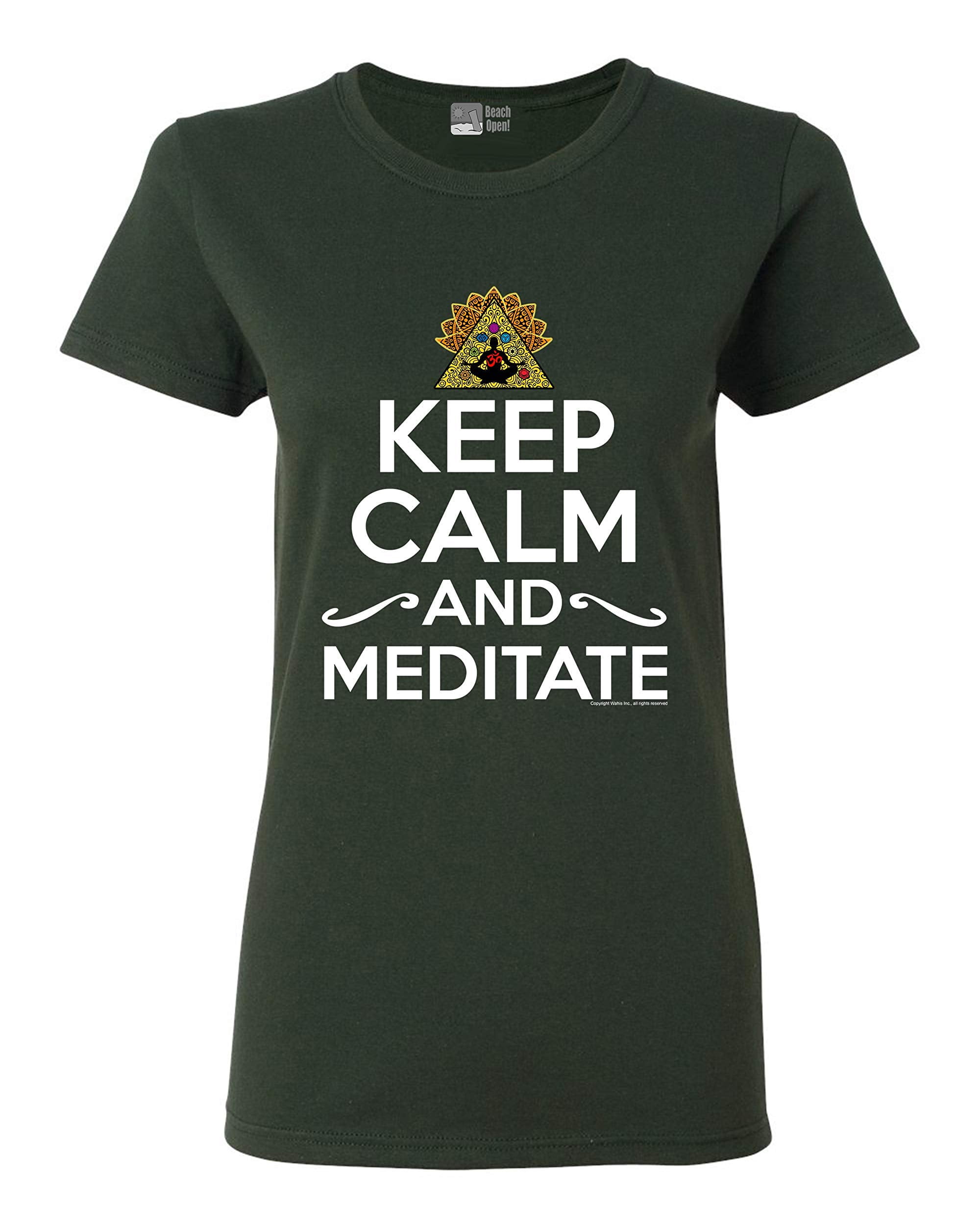 Ladies Keep Calm And Meditate Yoga Exercise Funny DT T-Shirt Tee ...