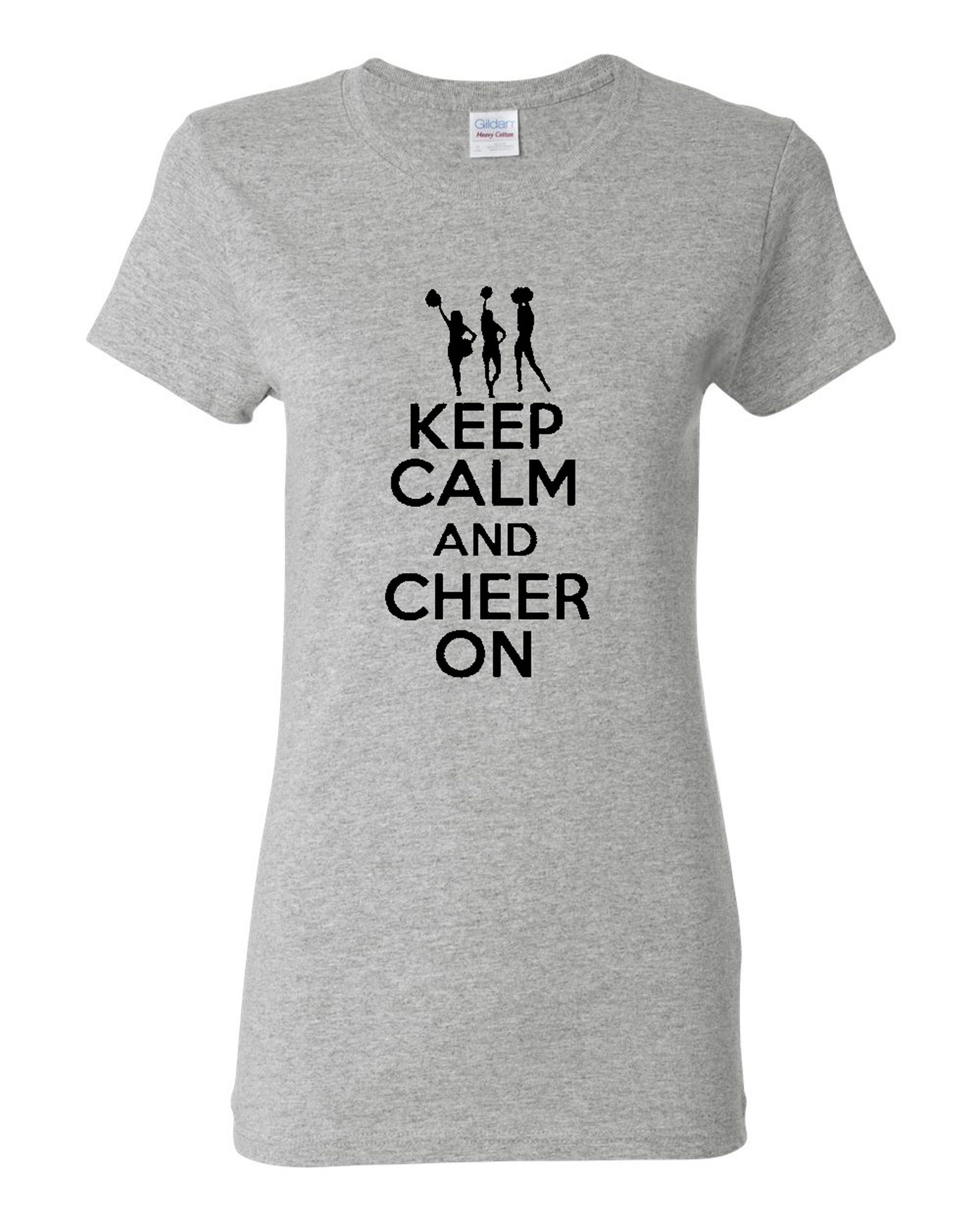 Ladies Keep Calm and Cheer On T-Shirt Tee - Walmart.com