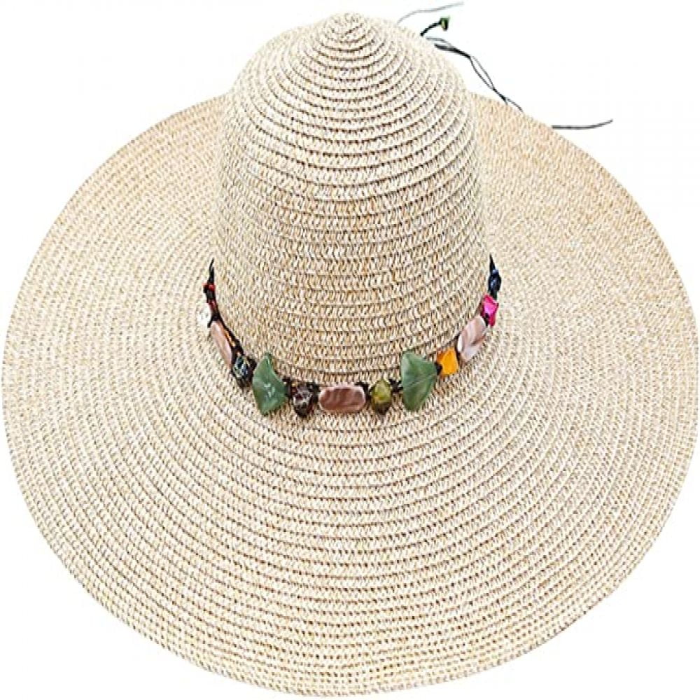 Ladies Large Brim Straw Hat Foldable Roll Up Sun Hat, One Size Only ...