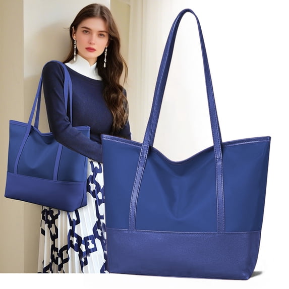 Ladies Large Tote Shoulder BAGS, woven fabric with Soft Leather cut ...