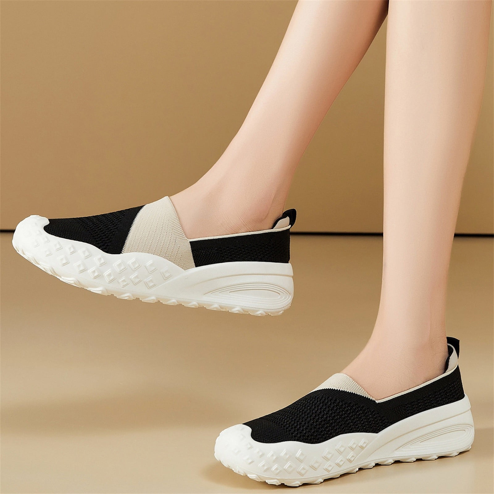 Ladies' Lightweight Stretch Knit Wedge Sneakers, Non‑slip Cushioned ...