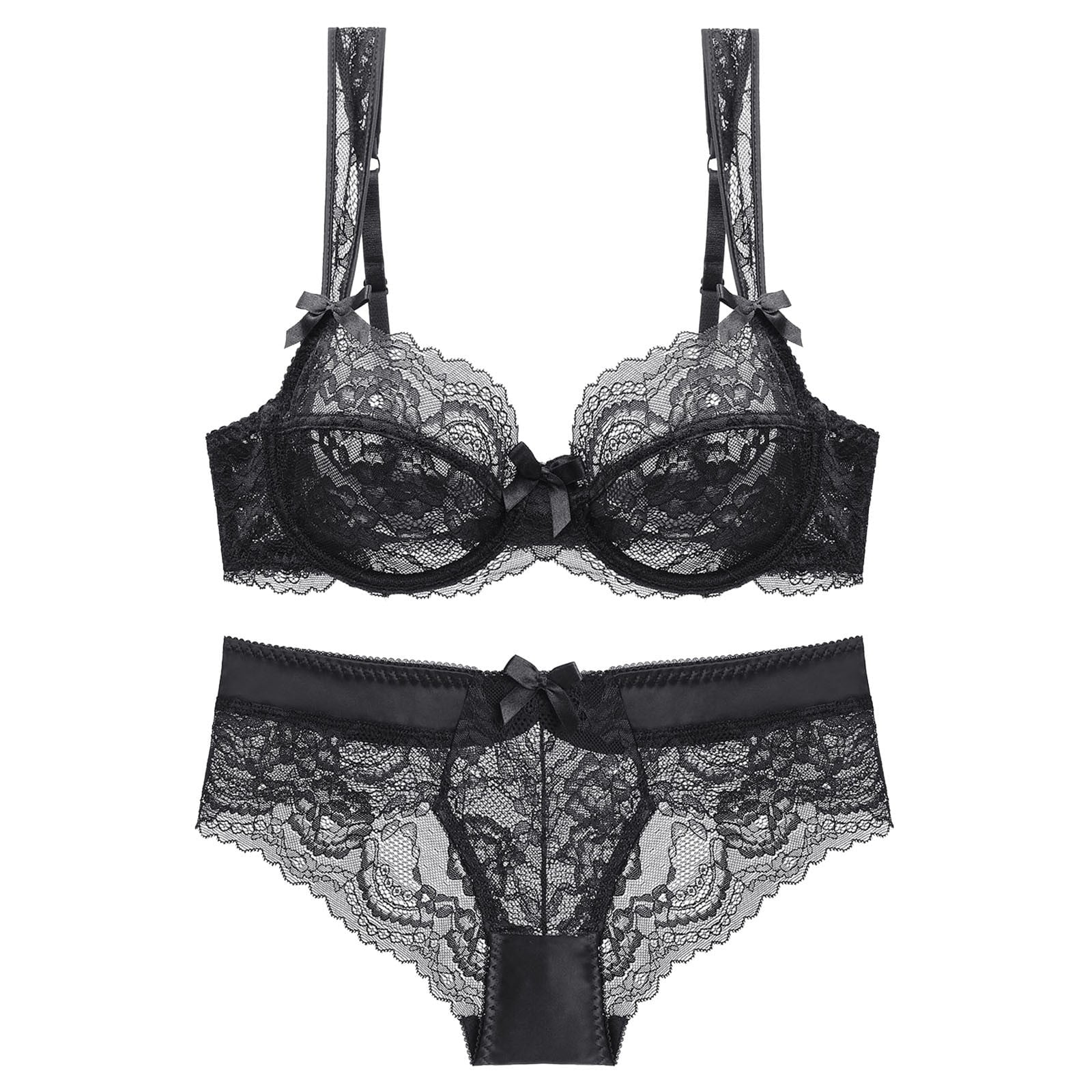 Ladies Lingerie Sexy Sheer Slim No Cushion Lace Bra Set Lace Lingerie ...