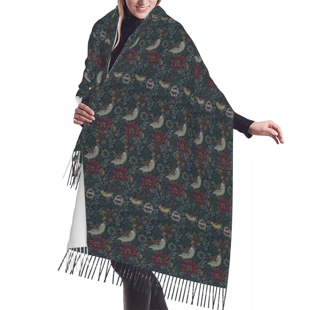 Ladies Long William Morris Lemon Tree Pattern Sage Scarves Women Winter ...