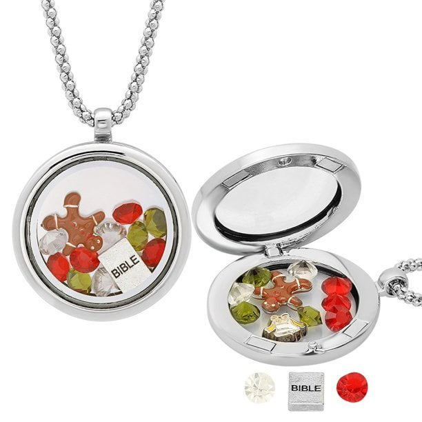 Ladies Magnetic Silver Locket with Interchangeable, Gingerbread Man ...